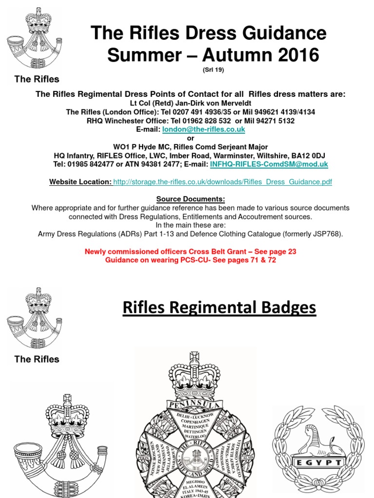 The Rifles Dress Regulations Guide | PDF | Uniforms | Military Uniforms