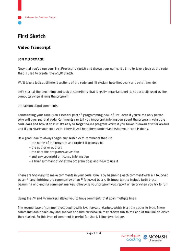 First Sketch Transcript Pdf Parameter Computer Programming