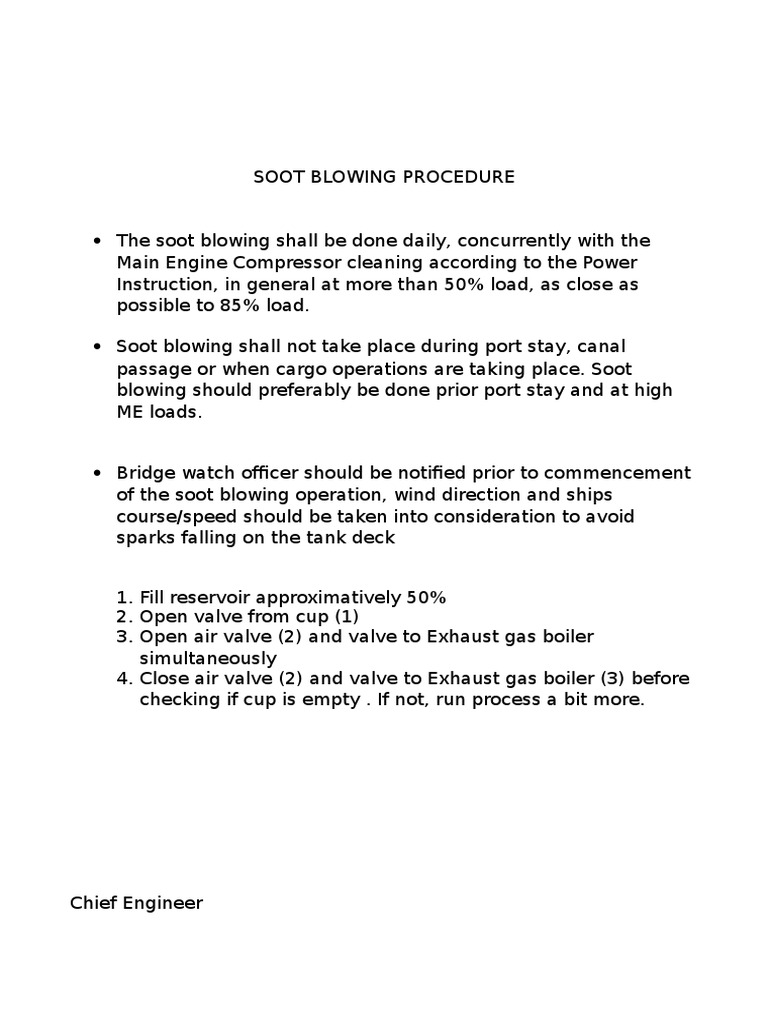 Soot Blowing Procedure | PDF