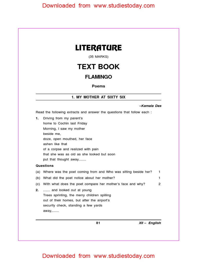 CBSE Class 12 English - Flamingo Poems | PDF | Mahatma Gandhi