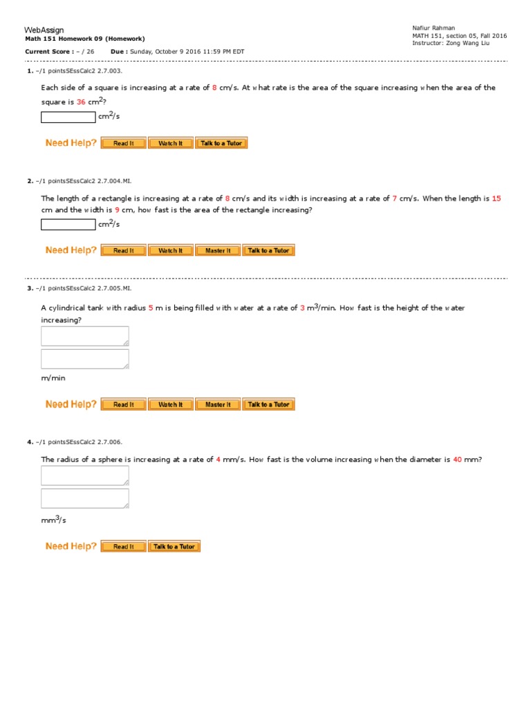 Math 151 Homework 09 PDF | PDF | Baseball Field | Speed