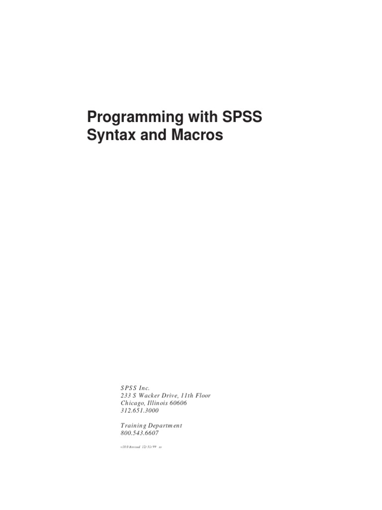 Programming With S Pss Syntax And Macros Pdf Spss Server Computing