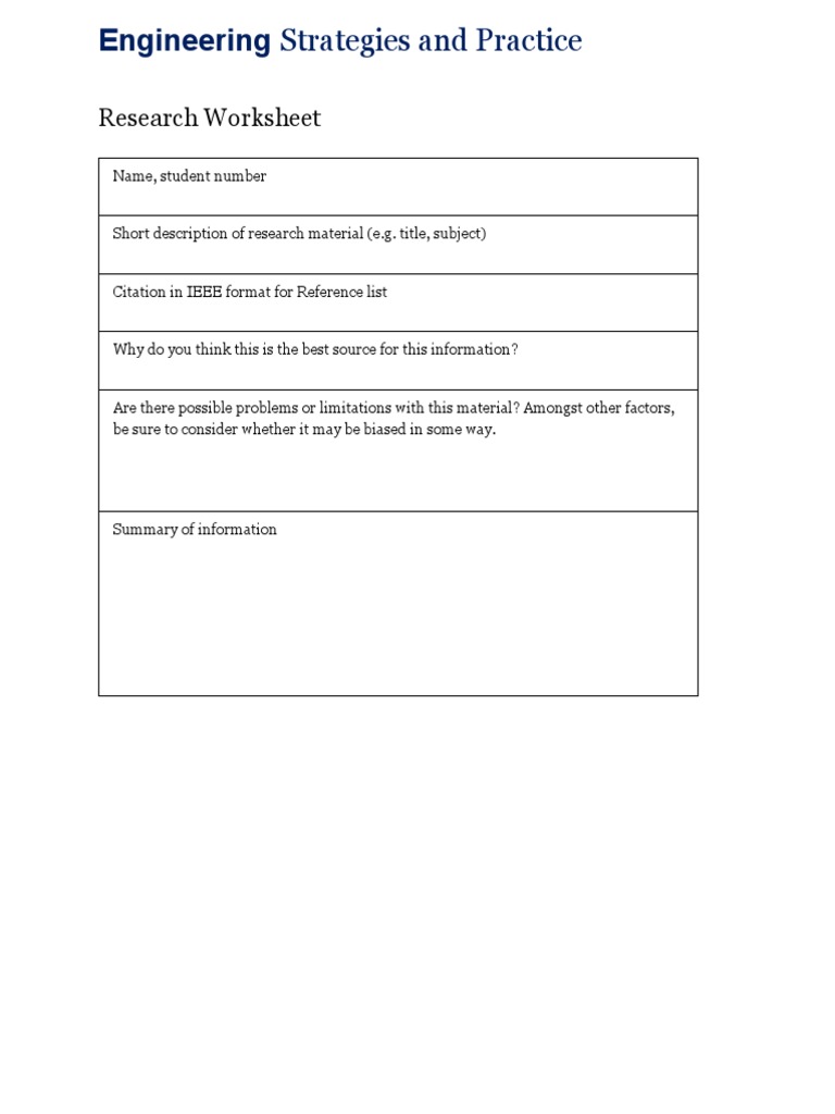 ResearchWorksheet2014 2015 | PDF