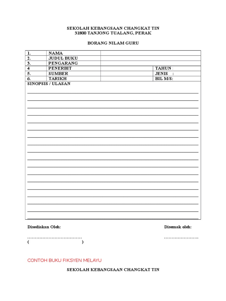 Borang Nilam Guru Contoh Pdf