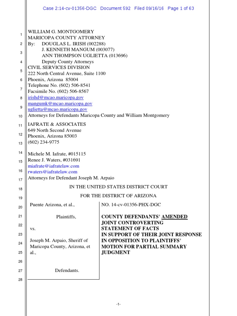 Puente - Arizona - Et - Al - v. - Arpai Defendants' Amended Joint ...