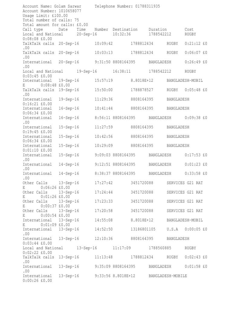 TalkTalk Usage Since Latest Bill 1010658077 | PDF | Internet Access