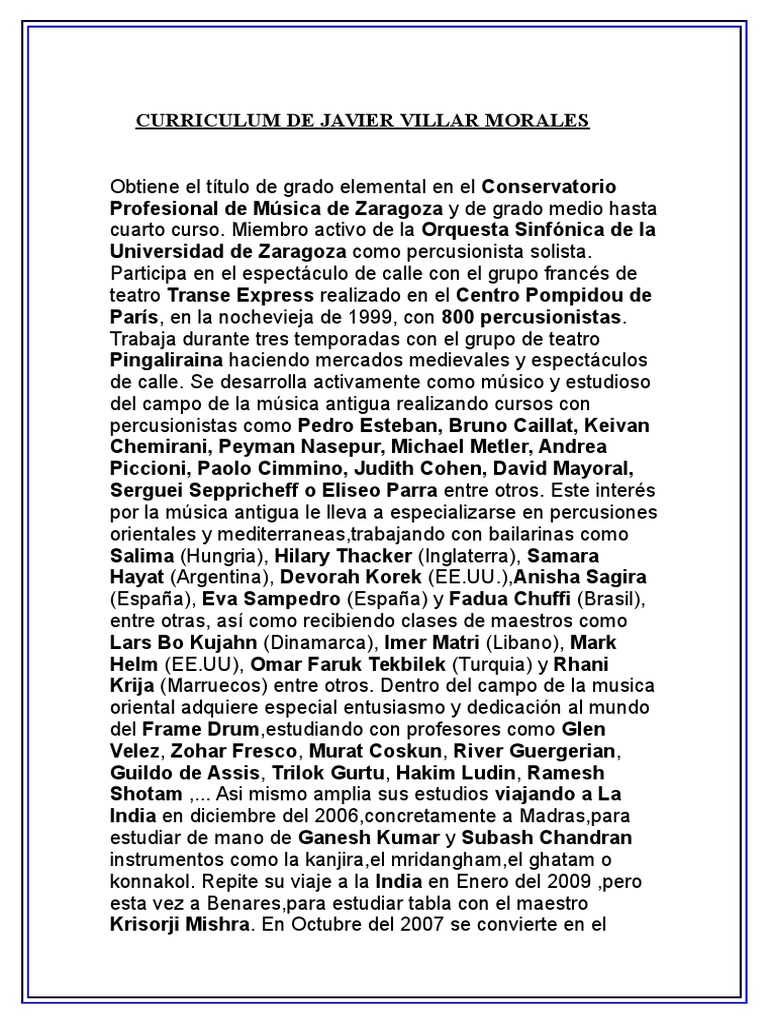 Curriculum Musical 2016 | PDF | Las artes escénicas | Ocio