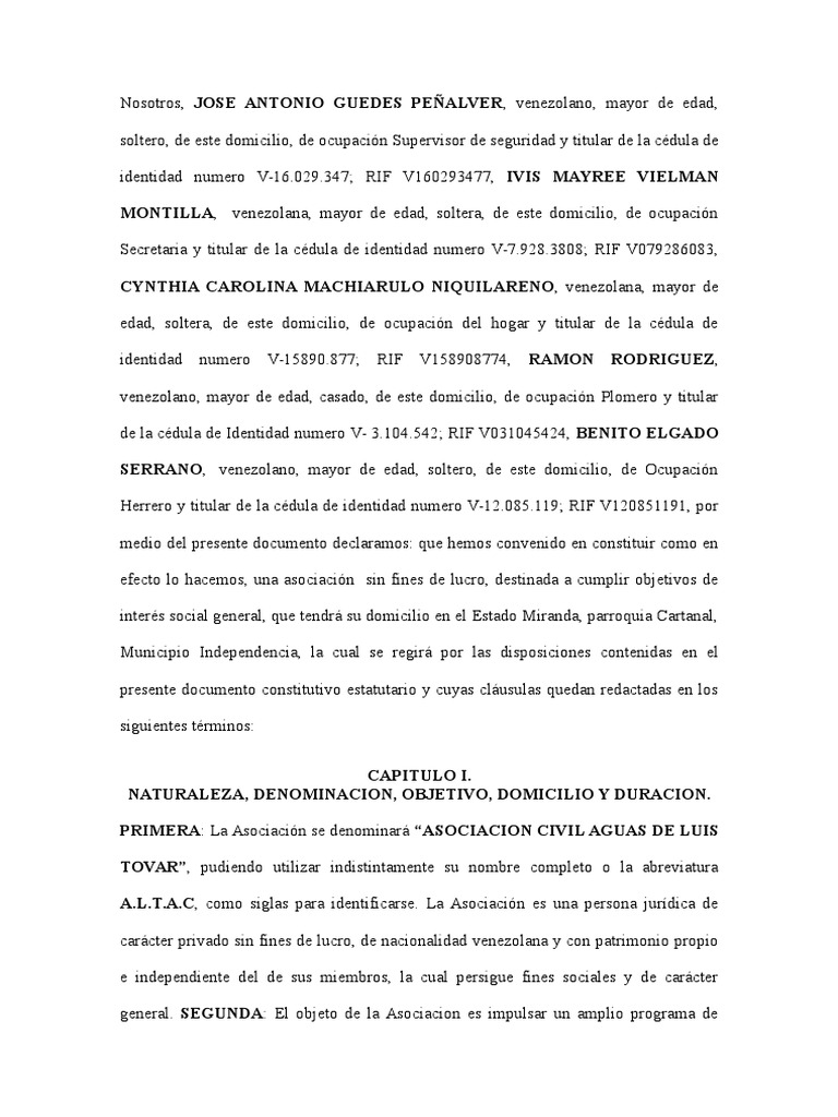 Modelo Asociacion Civil | PDF | Contabilidad | Junta Directiva