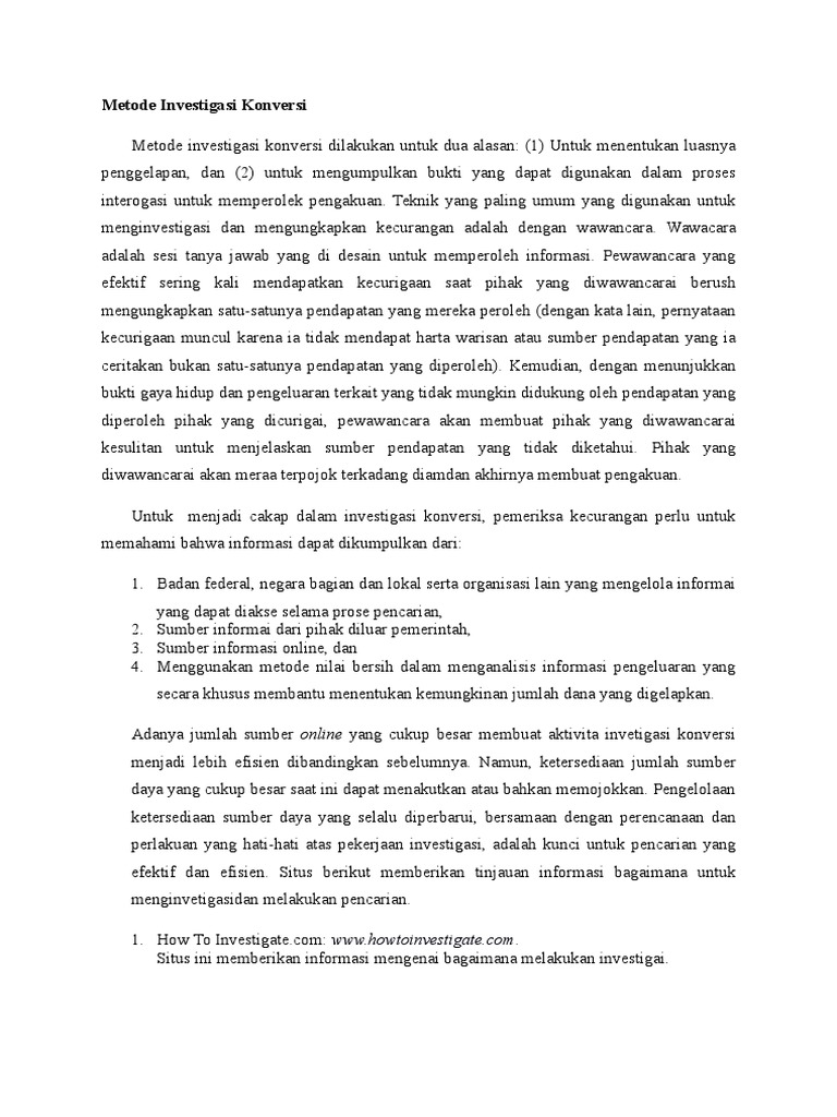 Metode Investigasi Konversi | PDF