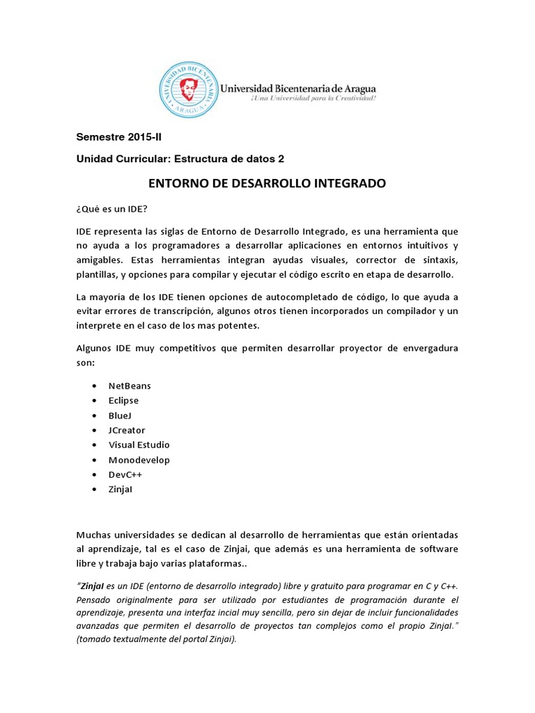 Zinjai | PDF | Entorno de desarrollo integrado | Programa de computadora