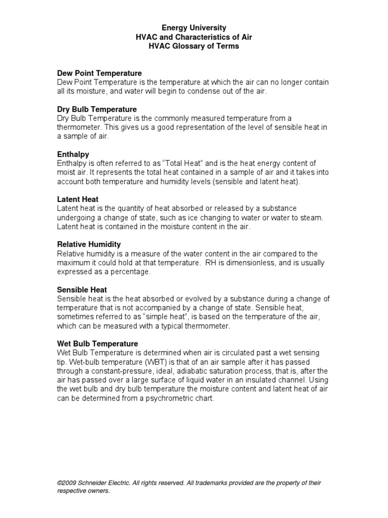 HVAC Glossary of Terms | PDF | Heat | Latent Heat