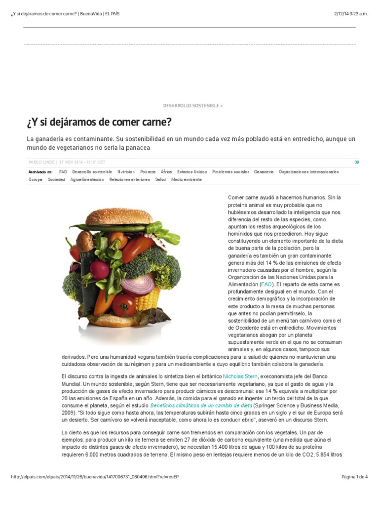 ¿Y Si Dejáramos de Comer Carne? | PDF | Veganismo | Vegetarianismo