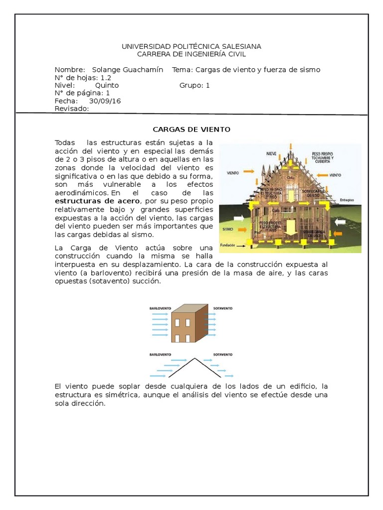 Cargas de Viento y Fuerza de Sismo | PDF | Velocidad del viento | Barlovento y sotavento