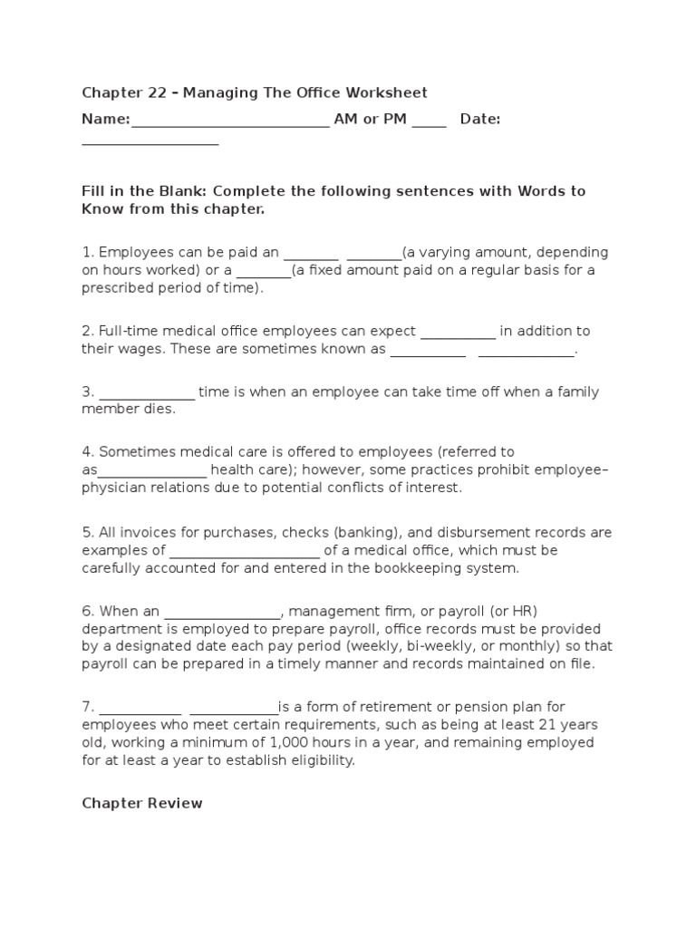 Chapter 22 Worksheet | PDF