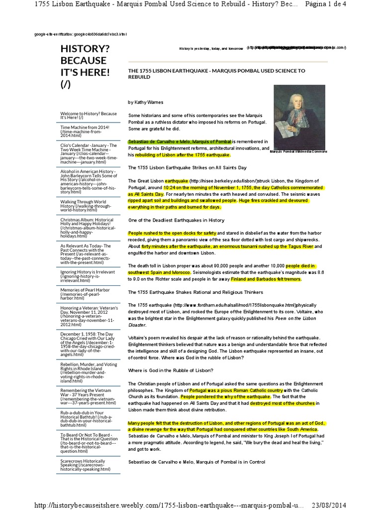 1755 Lisbon Earthquake | PDF | Disaster And Accident | Earthquakes