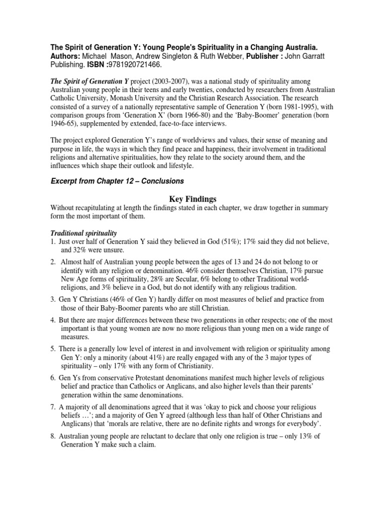 Summary - Key Findings | PDF | New Age | Spirituality