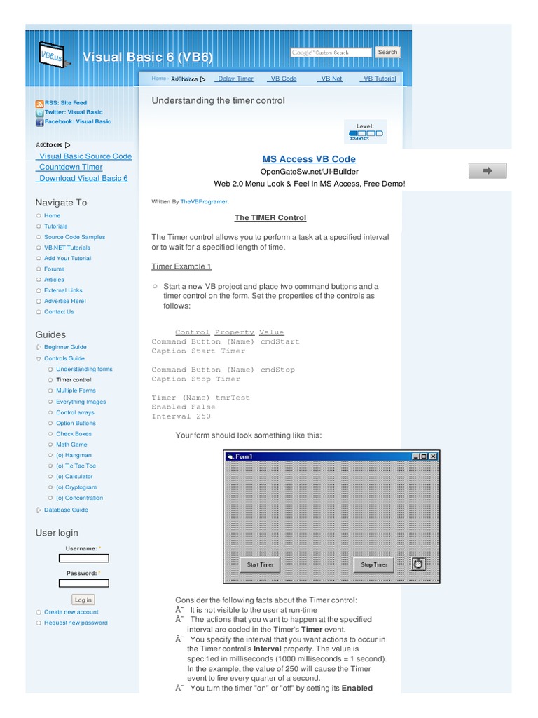 Understanding Timer Control Vb6 Pdf Microsoft Access Computer Programming