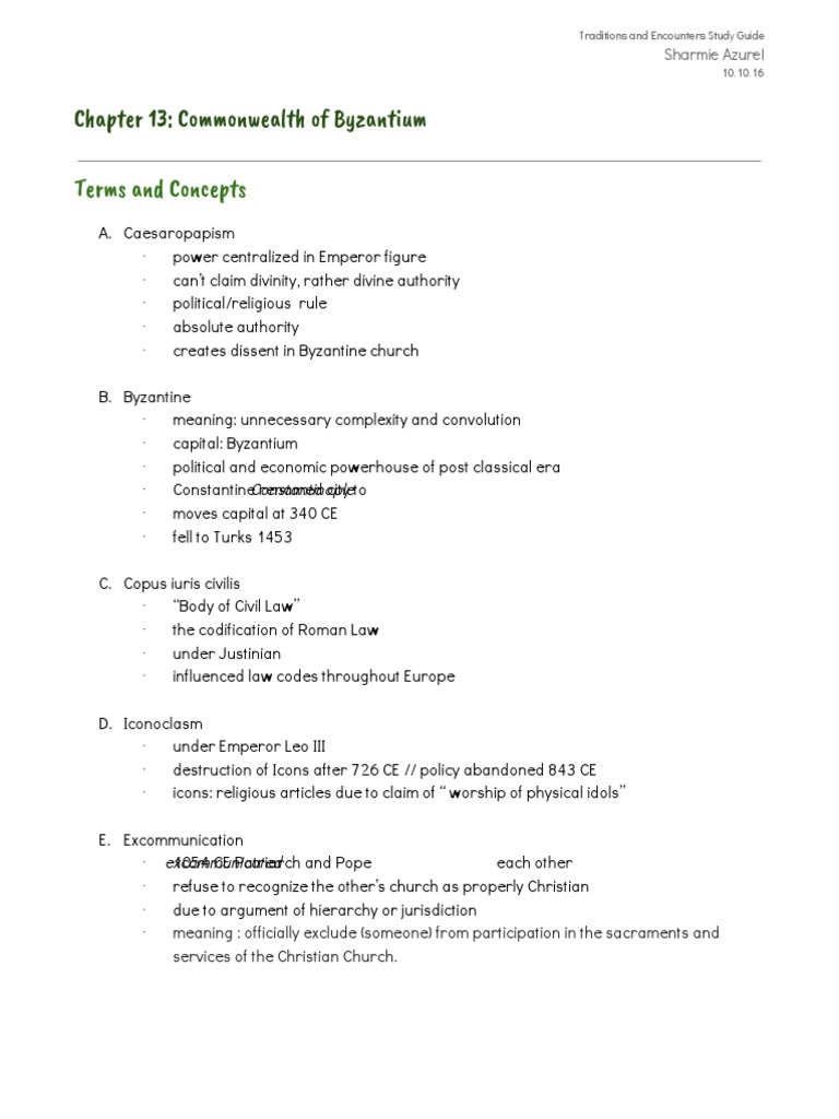 Chapter 13 Study Guide | PDF