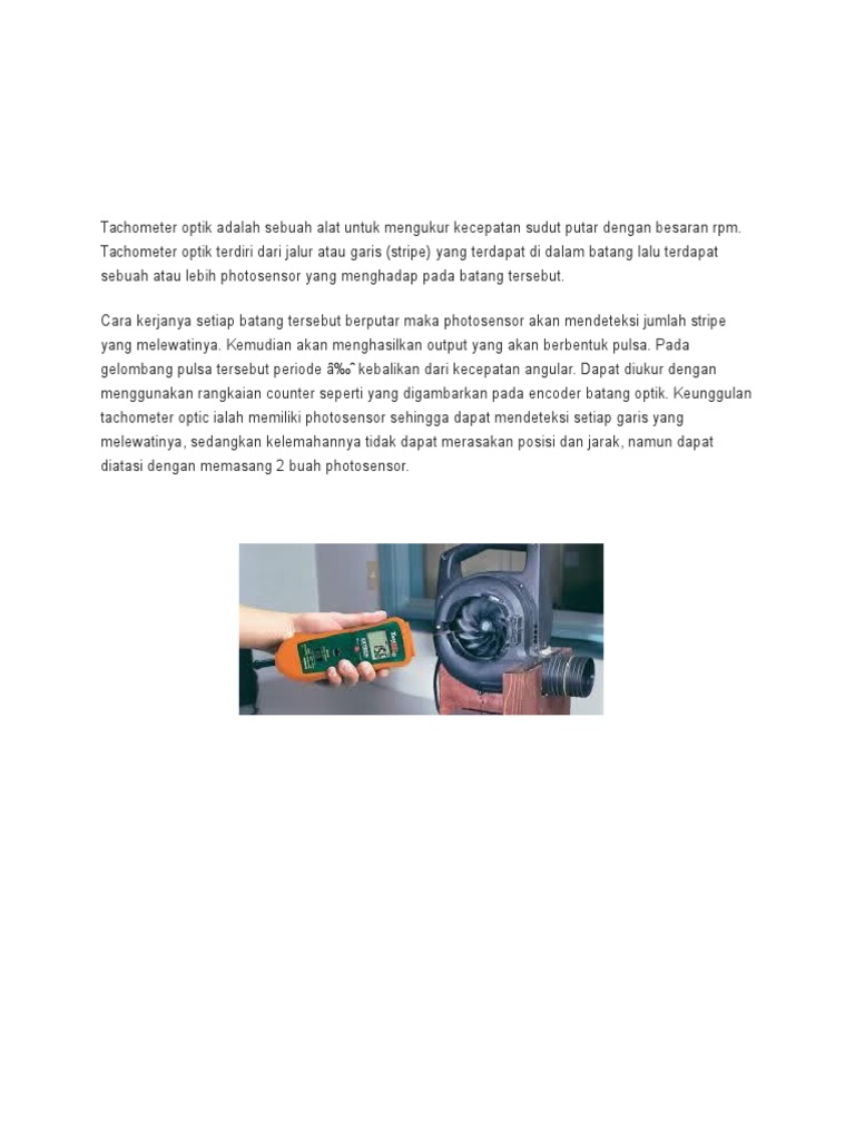 Tachometer Optik Adalah Sebuah Alat Untuk Mengukur Kecepatan Sudut ...