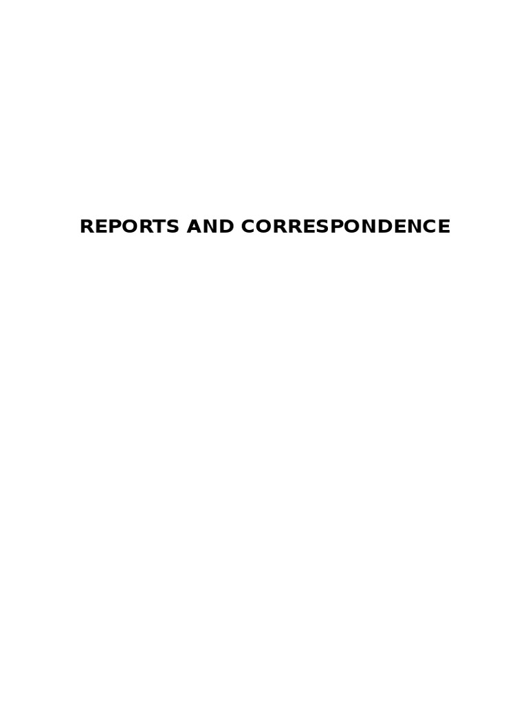 Reports and Correspondence | PDF
