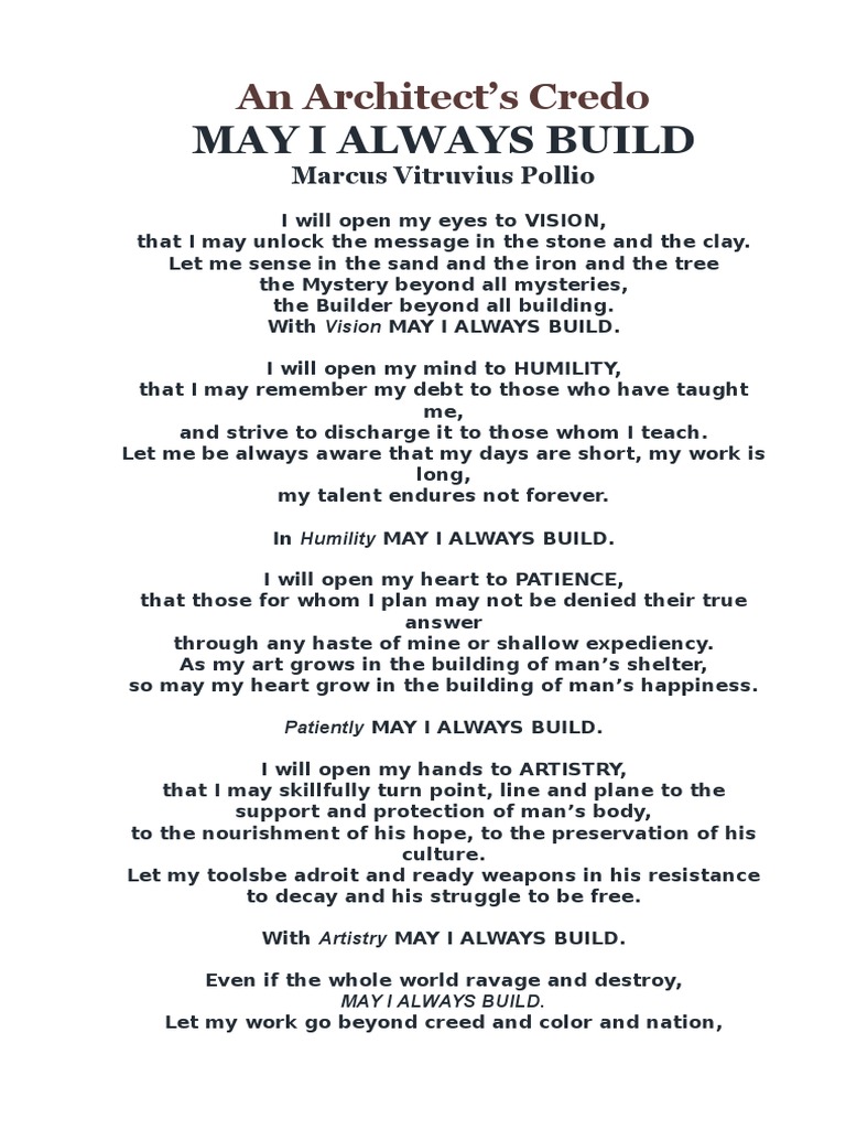 Architect's Credo: A Vision for Building | PDF | Religion & Spirituality