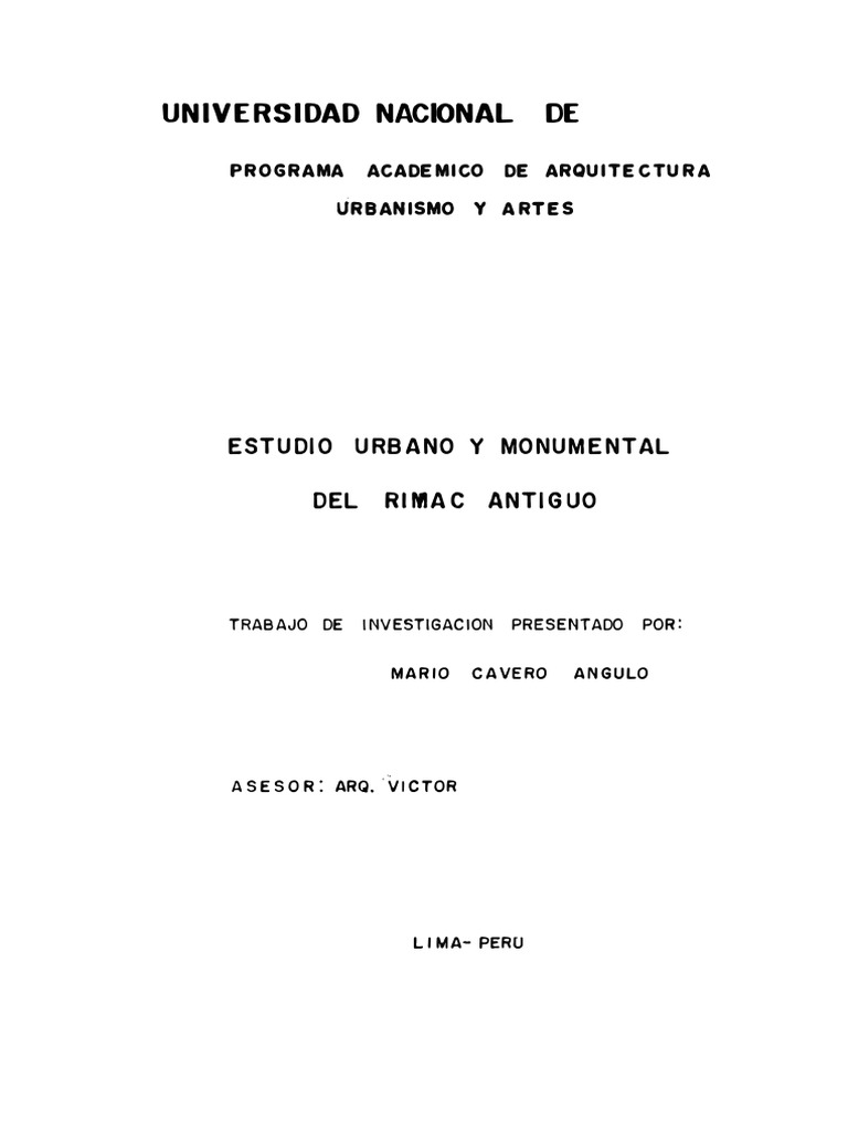 Estudio Urbano y Monumental Del Rímac Antiguo - Uni1981 | PDF | Viajes ...