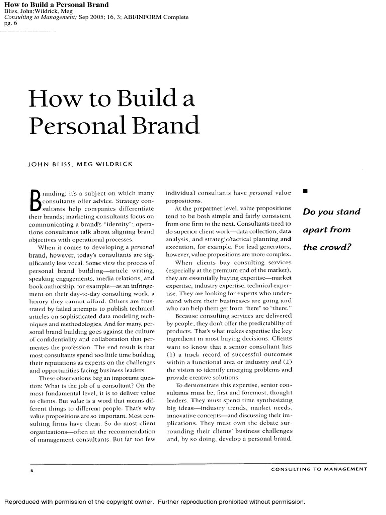 How To Build A Personal Brand | PDF