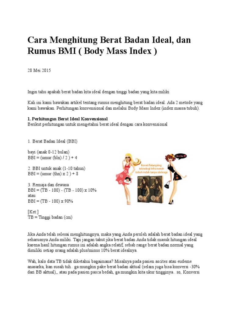 Cara Hitung Berat Badan Ideal dan BMI | PDF