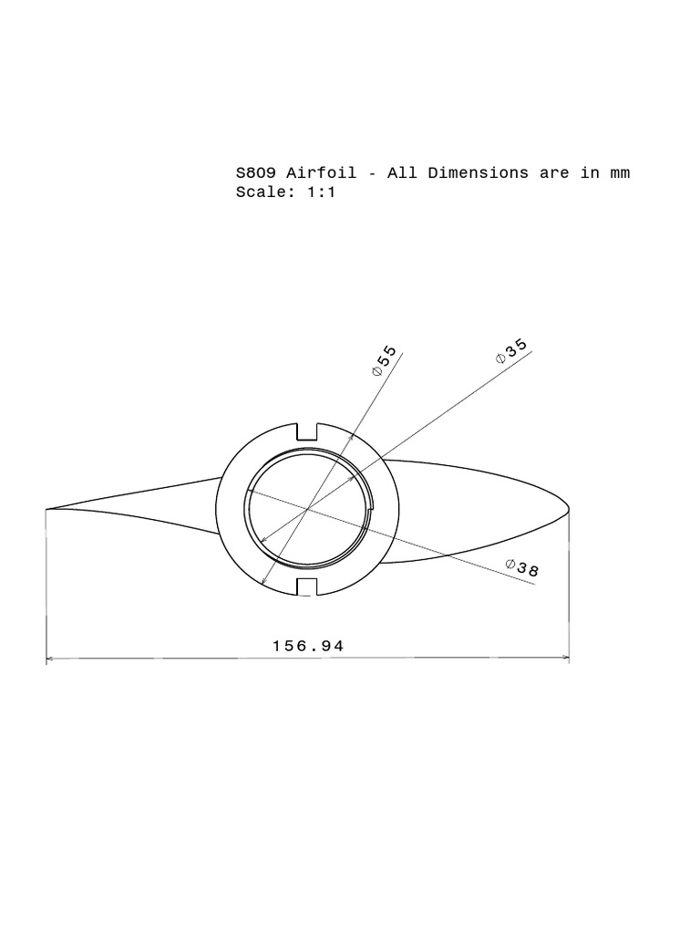 S809 Airfoil - All Dimensions Are in MM Scale: 1:1 | PDF | Teaching ...