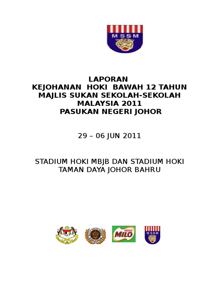 Laporan Kejohanan Hoki MSSM 12 Tahun-1 | PDF