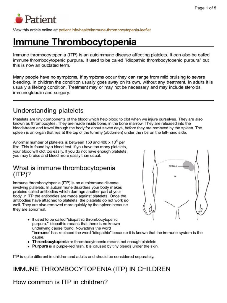 ITP Explained in Detail - Good One | PDF | Body Fluids | Tissue (Biology)