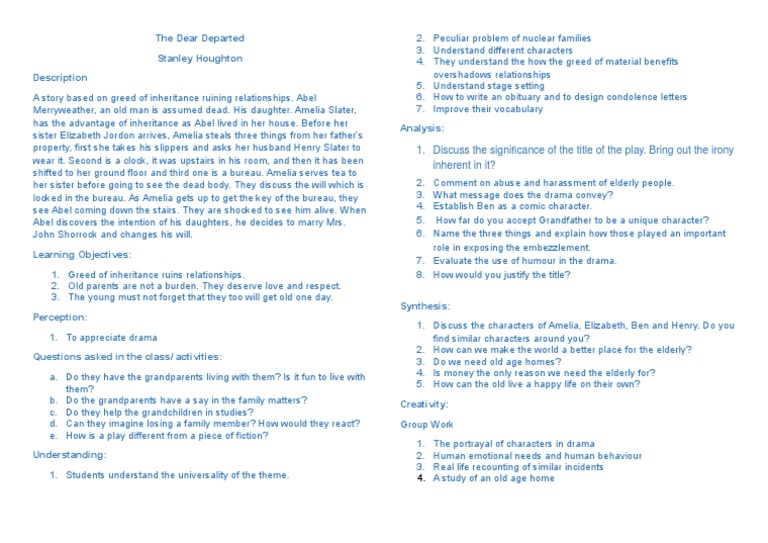 The Dear Departed Lesson Plan | PDF