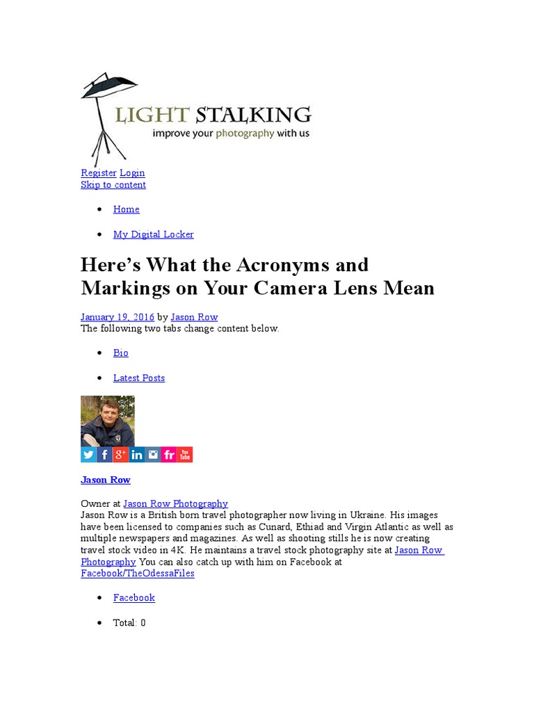 Here's What The Acronyms and Markings On Your Camera Lens Mean | PDF ...
