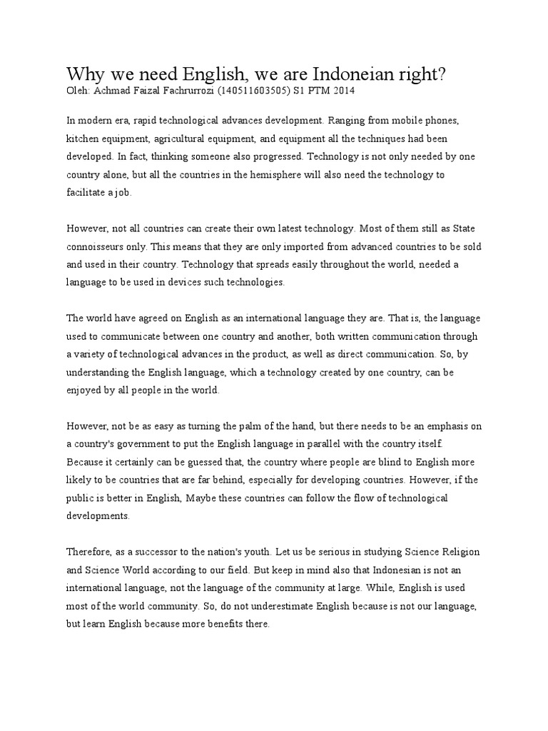 Why We Need To Learn English | PDF