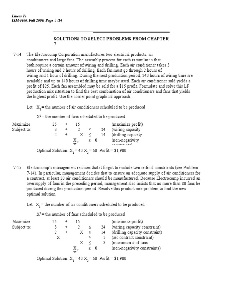LP Formulation Problems and Solutions PDF | PDF | Beta (Finance ...