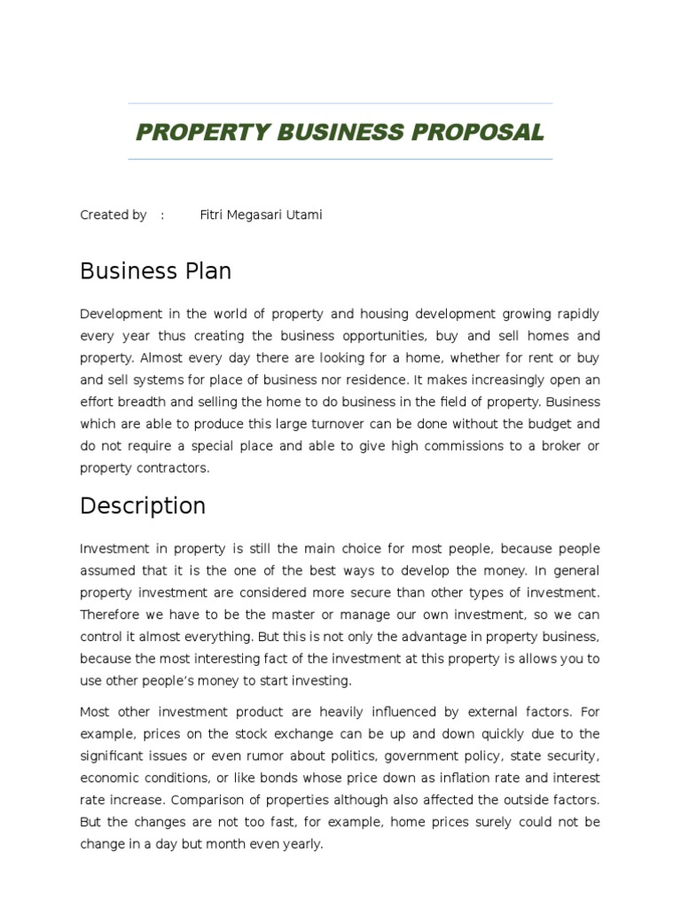 Property Business Proposal | Download Free PDF | Banks | Mortgage Loan