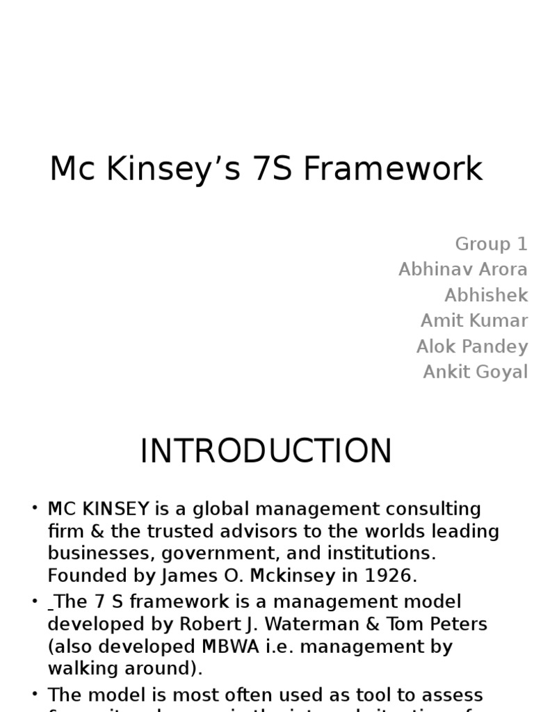Mc Kinsey S 7s Framework Pdf Strategic Management Accountability
