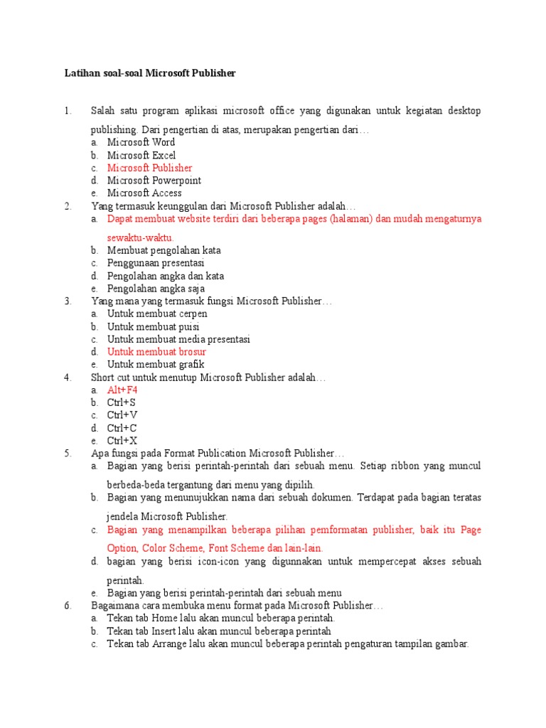 Microsoft Publisher Tutorial Questions | PDF