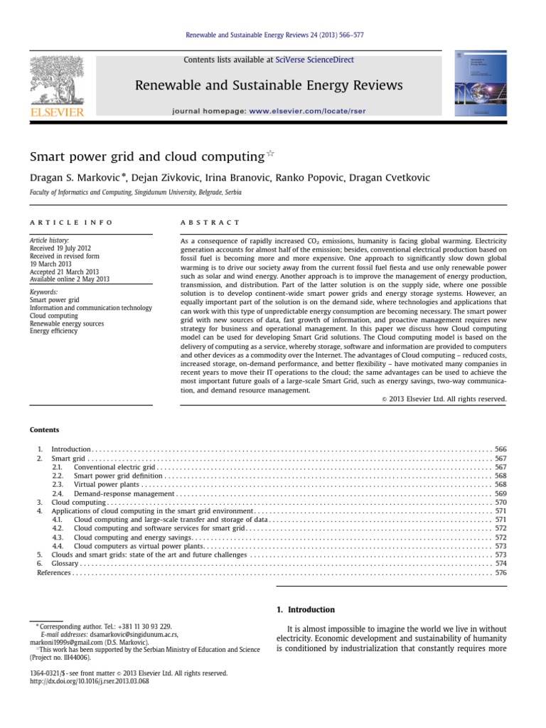 Smart Power Grid and Cloud Computing 2013 PDF | PDF | Smart Grid | Cloud Computing