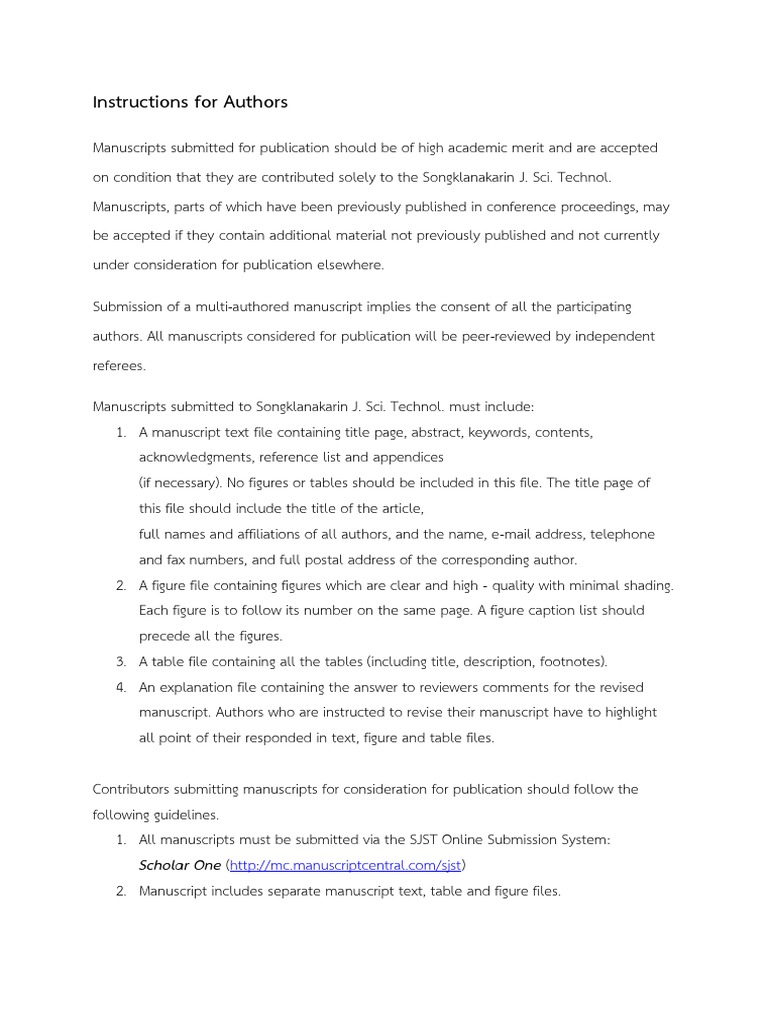 Instructions For Authors: Scholar One ( | PDF | Graphic Design ...