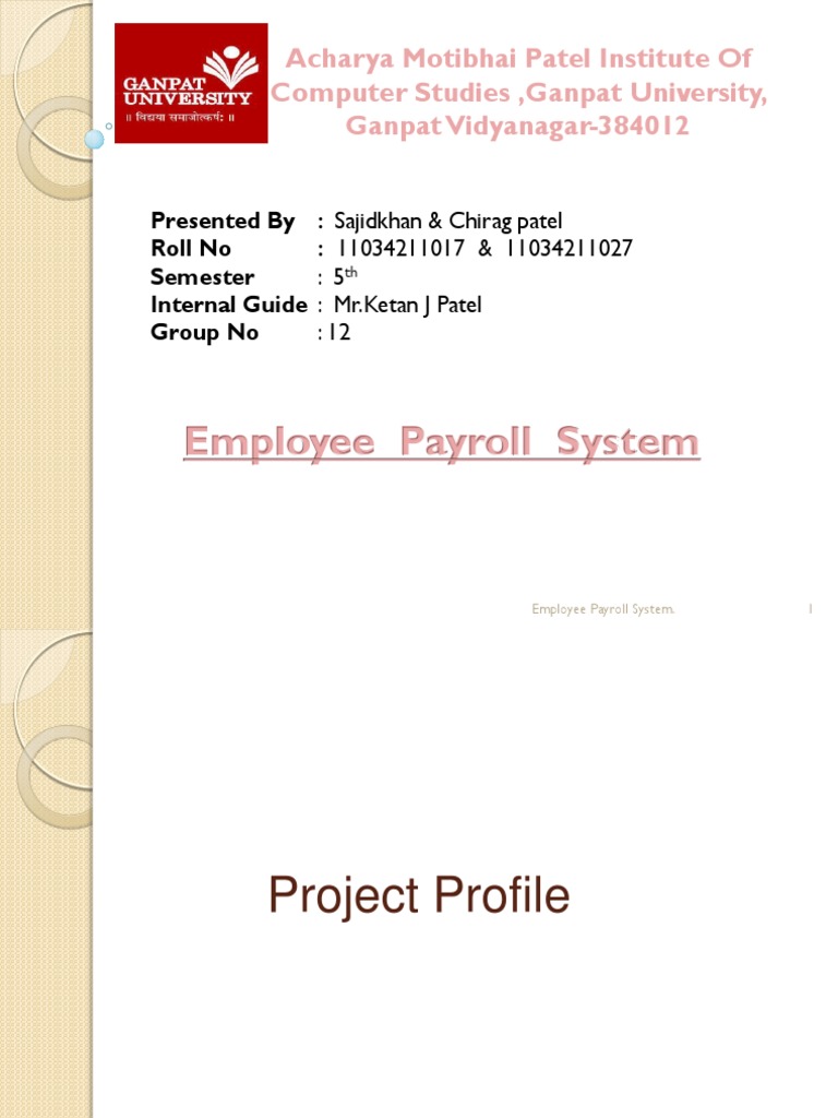 Employee Payroll Management System by Sajidkhan & Chirag Patel | PDF ...