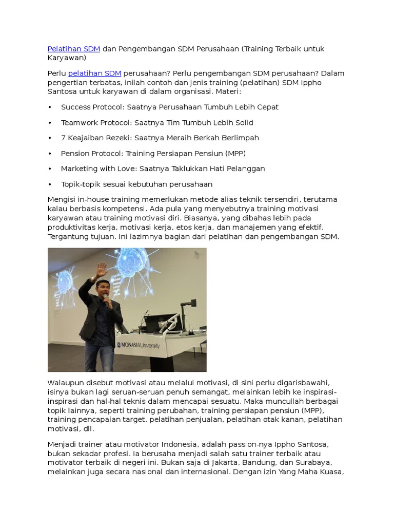 Pelatihan SDM Dan Pengembangan SDM Perusahaan (Training Terbaik Untuk ...
