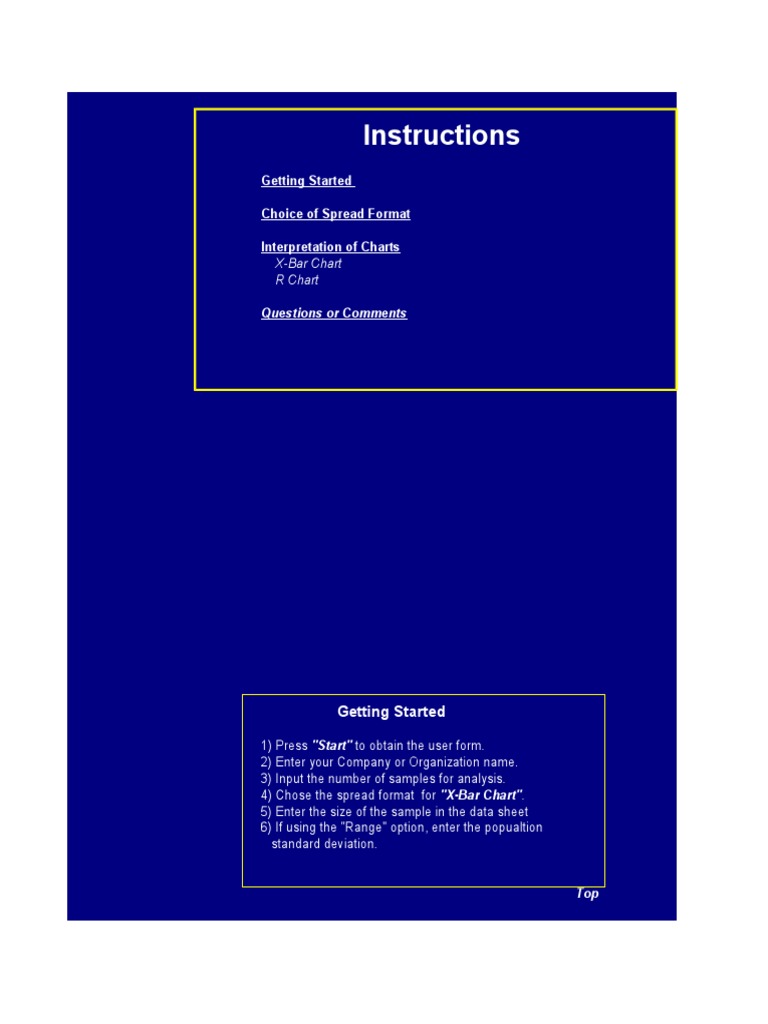 Instructions: Getting Started Choice of Spread Format Interpretation of ...