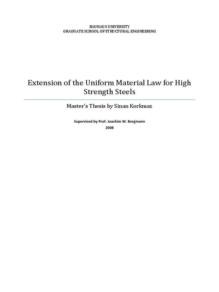 Extension of The Uniform Material Law For High Strength Steels by Sinan ...