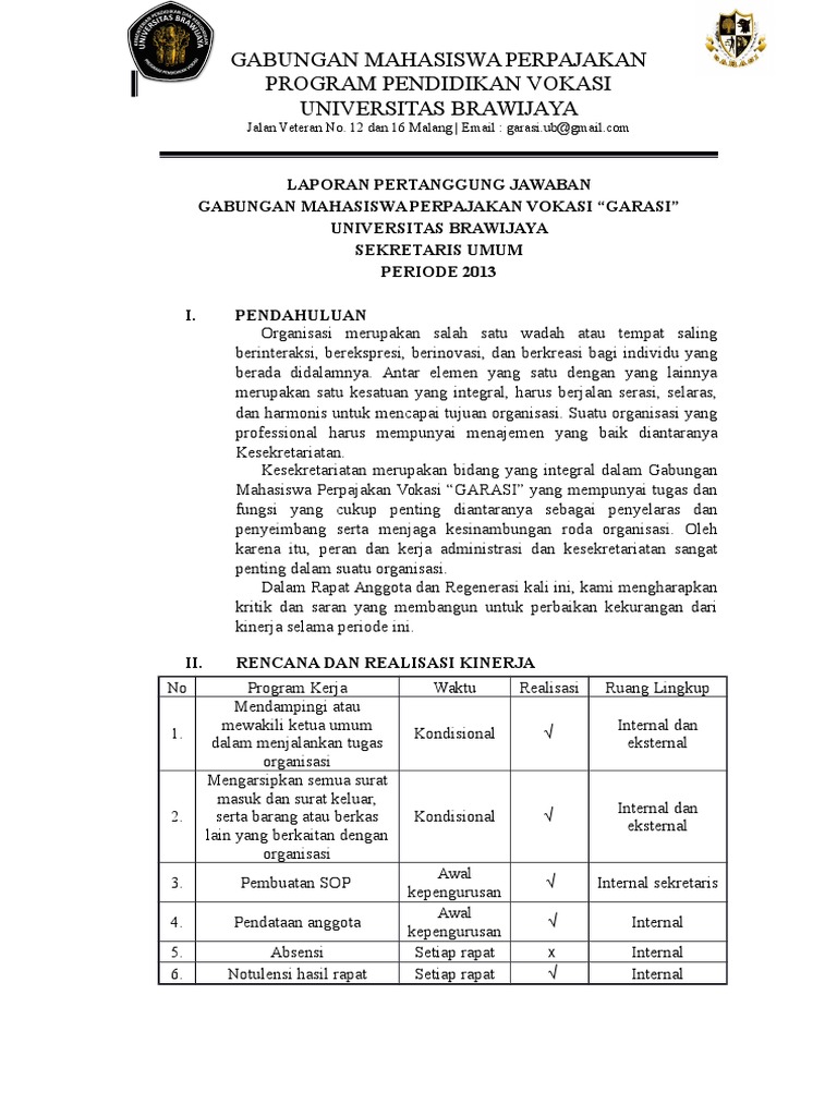 LPJ Sekretaris | PDF