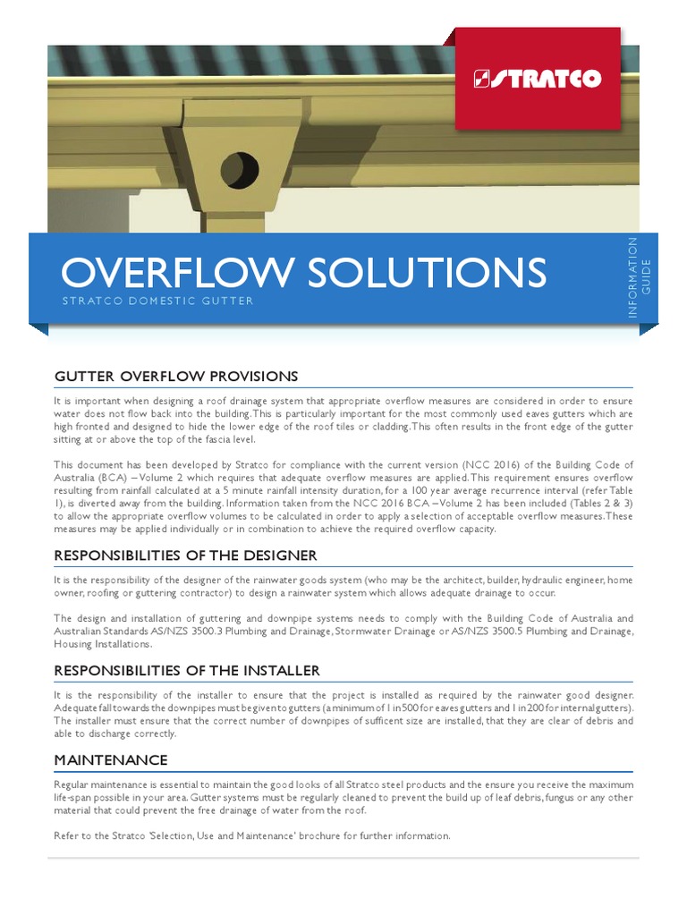 Stratco Gutters Overflow Solutions | PDF | Australia | Drainage