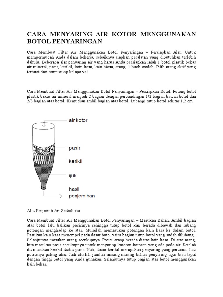 Cara Menyaring Air Kotor Menggunakan Botol Penyaringan | PDF