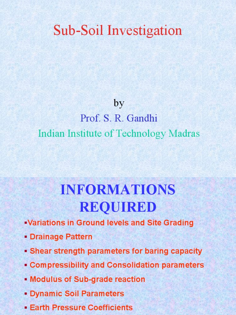 Sub-Soil Investigation: Indian Institute of Technology Madras | PDF ...