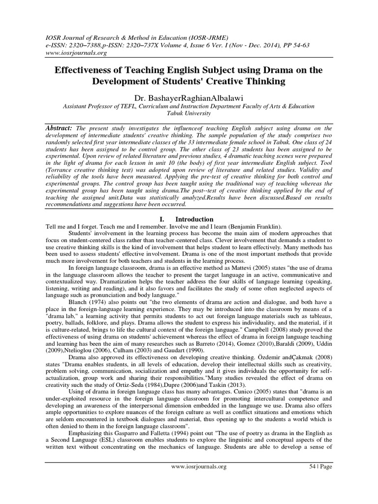 Effectiveness of Teaching English Subject Using Drama On The ...