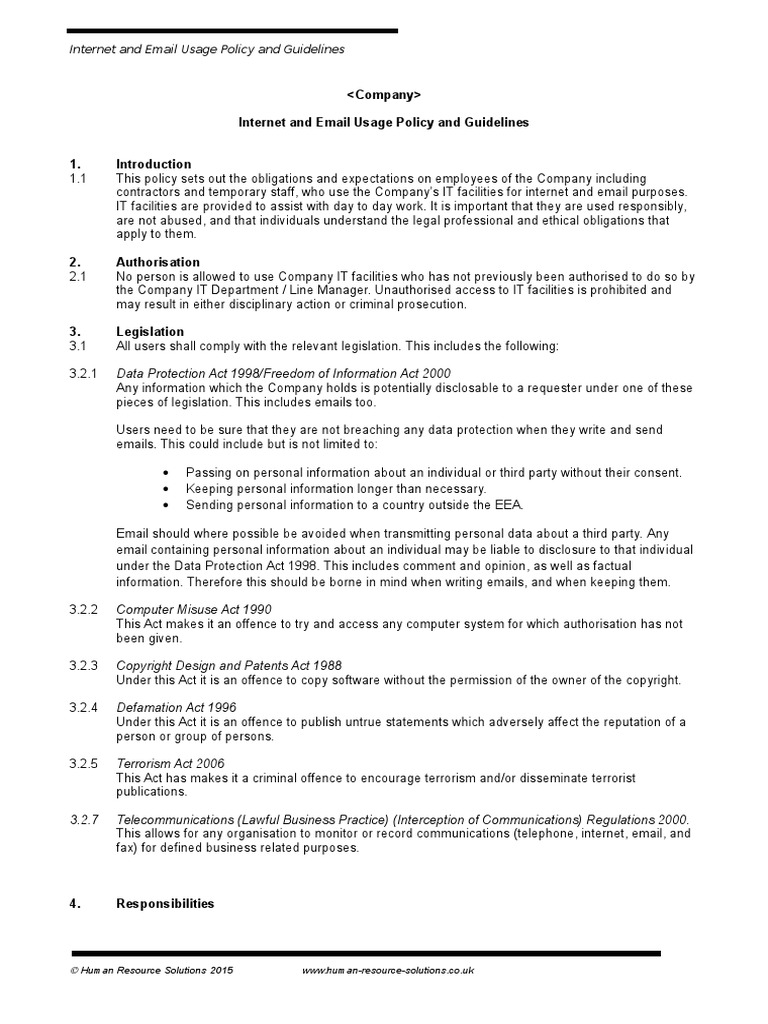 Internet Email Usage Policy | PDF | Email | Personally Identifiable ...